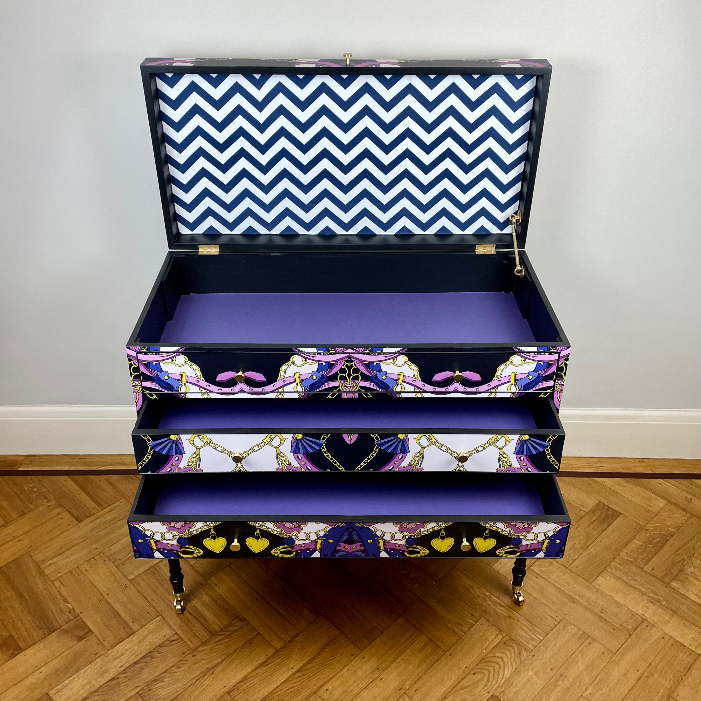 Upcycled Victorian Chest of Drawers With a Lid and Castors Decoupaged ...