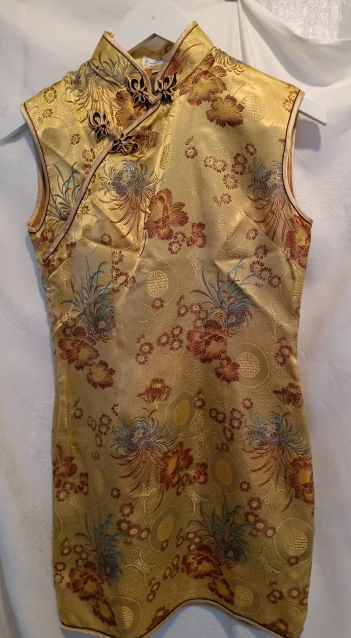 Asian Dress, Asian Blouse, Asian Top, Gold Asian Dress, Women's Dress ...
