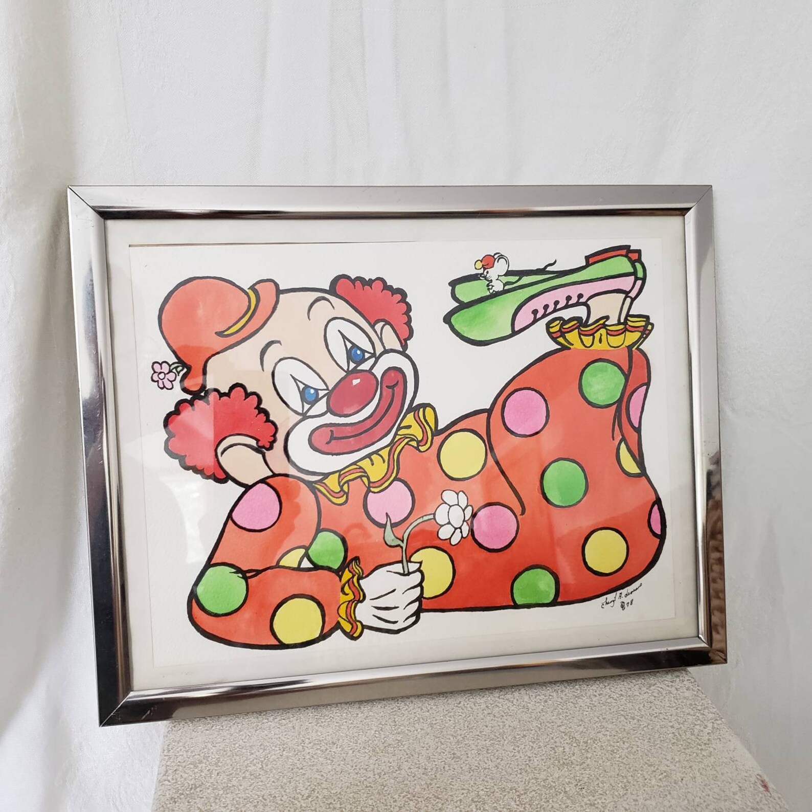 Clown Vintage Collectables Signed Clown Art Framed Clown - Etsy