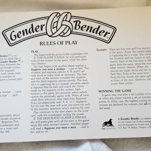 Gender Bender, Game, Role Play Game, Vintage Game, Fourth Line America ...