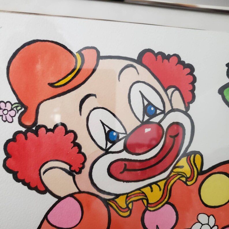 Clown Vintage Collectables Signed Clown Art framed Clown | Etsy