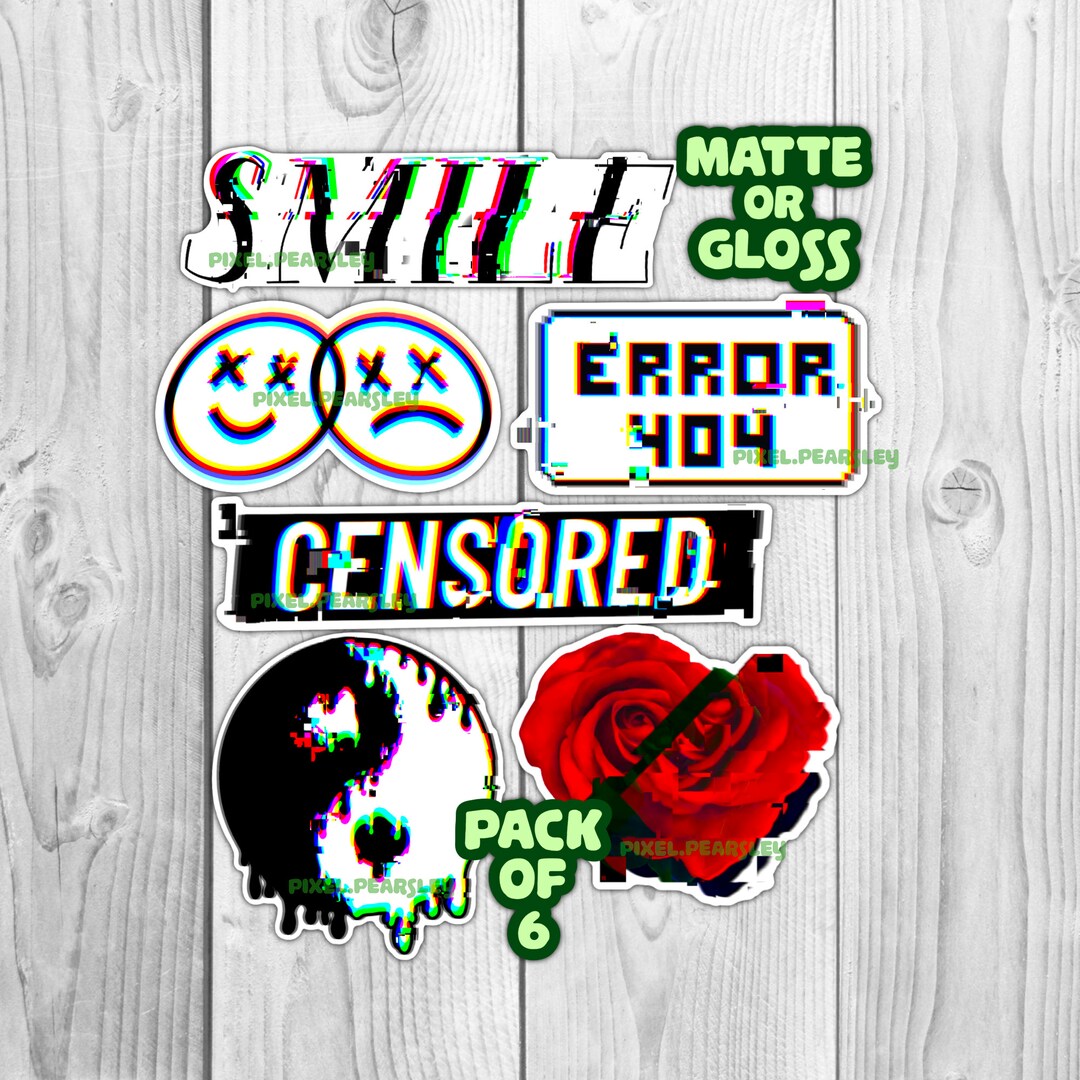 Glitchcore Sticker Pack Aesthetic Vaporwave Sticker Pack - Etsy