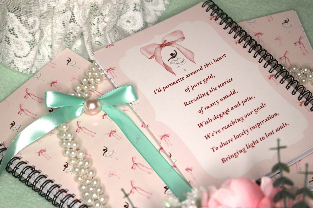 Ballerina Journal, Ballet Notebook, Dance Gift, Love to Dance, Pink Bow ...