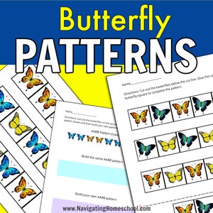 Pattern Worksheets - Butterfly Themed - Math Skills - Preschool ...