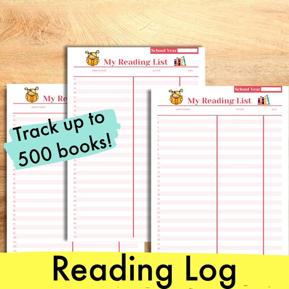 Reading Log for Kids Track Books Your Child Reads | Etsy