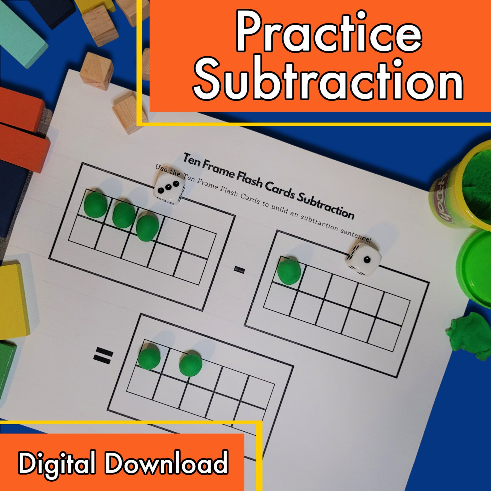 Ten Frame Counting, Number Line, Flash Cards, Worksheets, Addition and ...