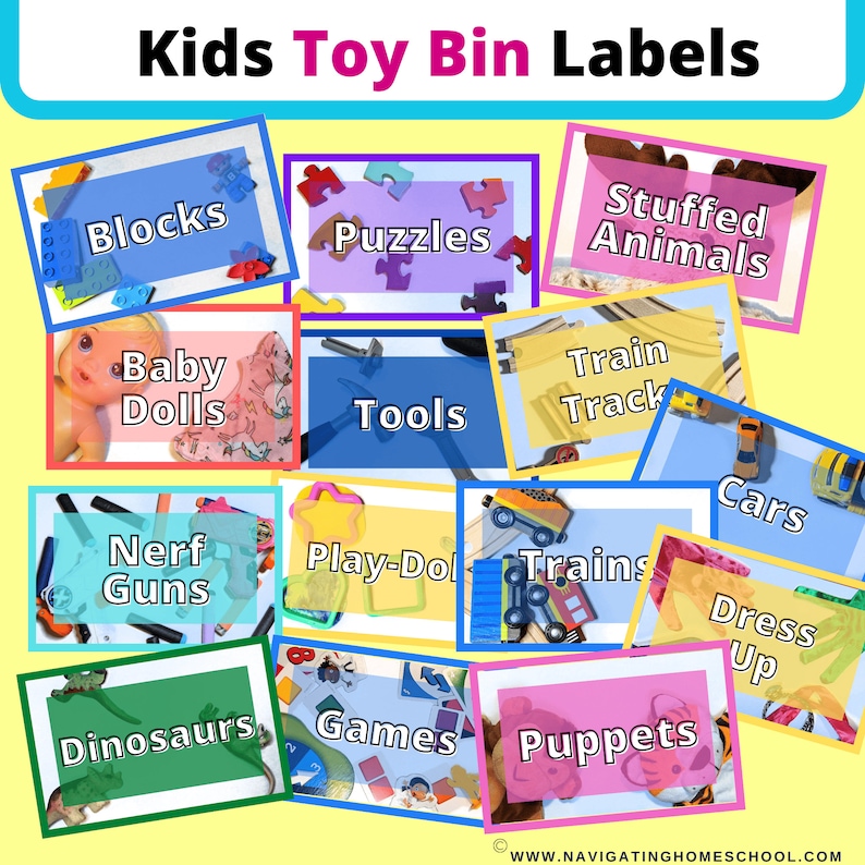 Kids Organizing Labels Printable, Homeschool, Toy Bins, Art Supplies - Etsy