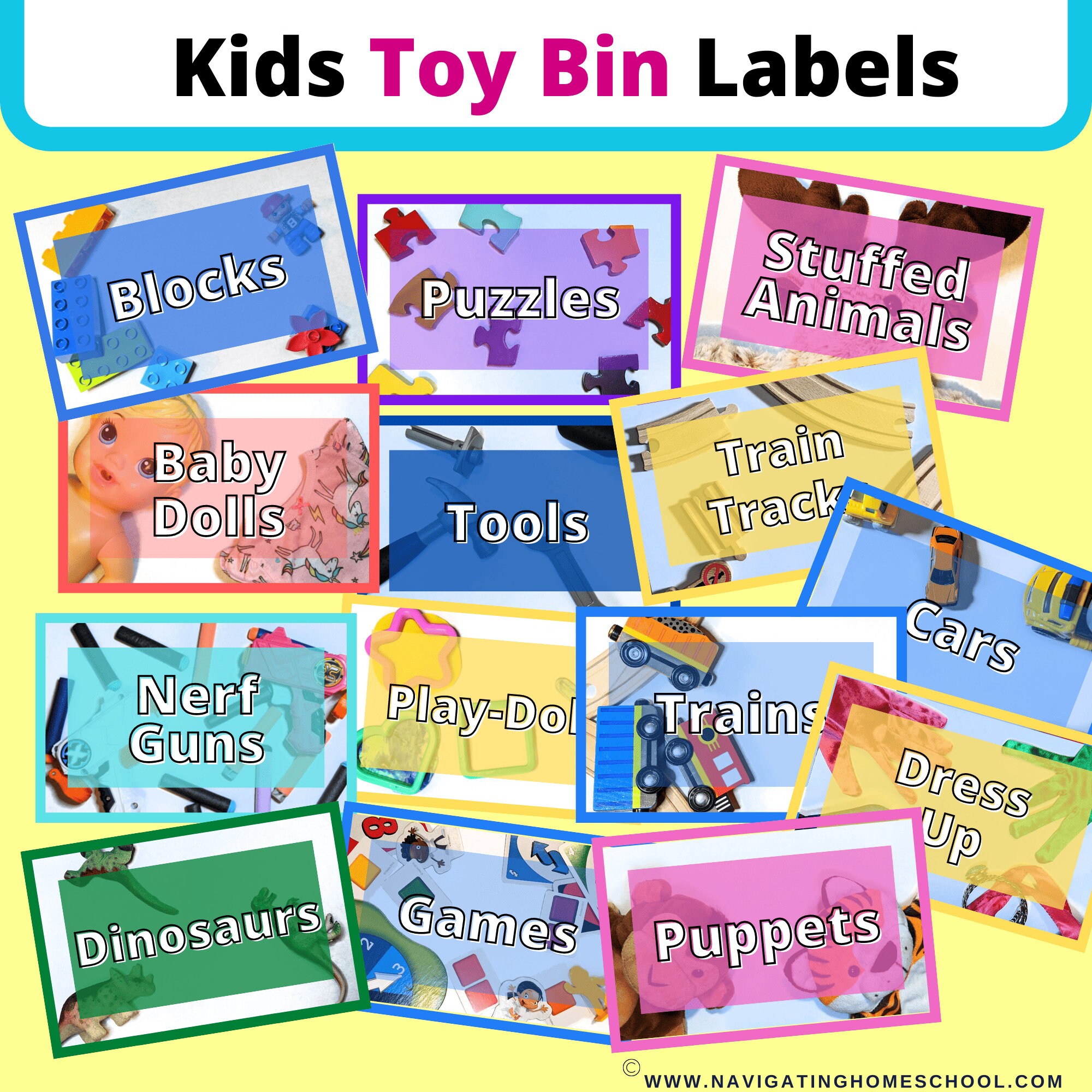 Kids Organizing Labels Printable, Homeschool, Toy Bins, Art Supplies - Etsy