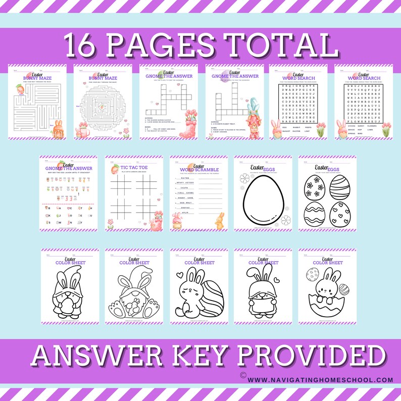 Easter Activity Sheets Packet, Word Searches, Cross Word, Coloring ...