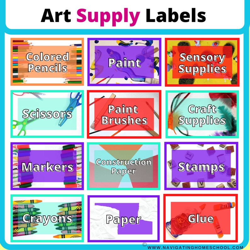 Kids Organizing Labels Printable, Homeschool, Toy Bins, Art Supplies - Etsy
