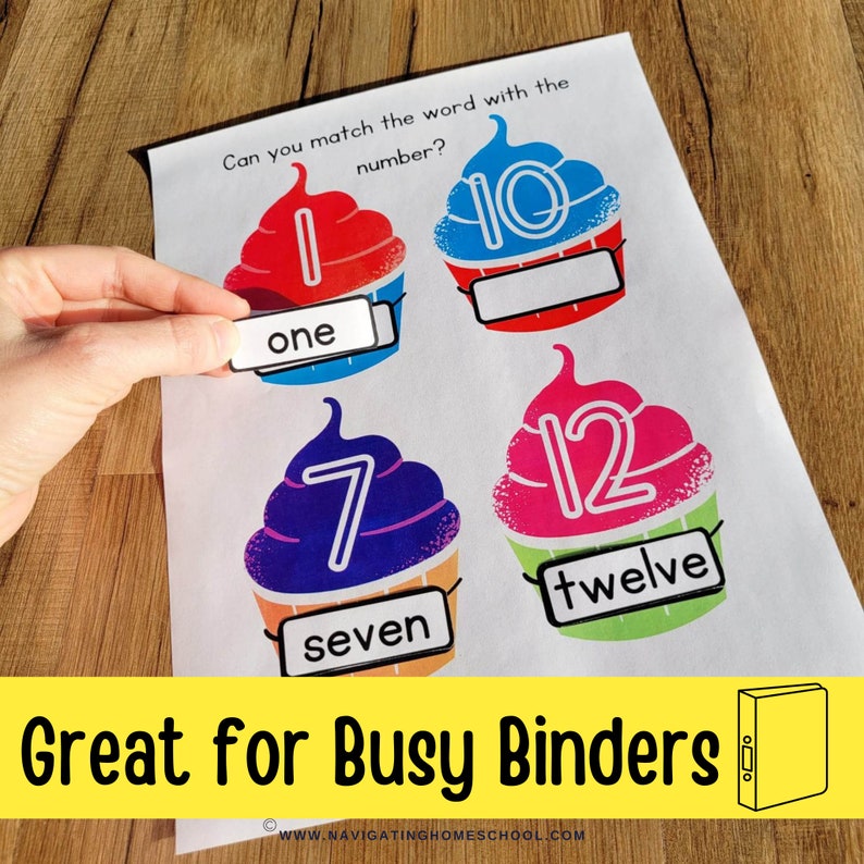 Number Matching, Counting Numbers for Busy Binder, Number Skills for ...
