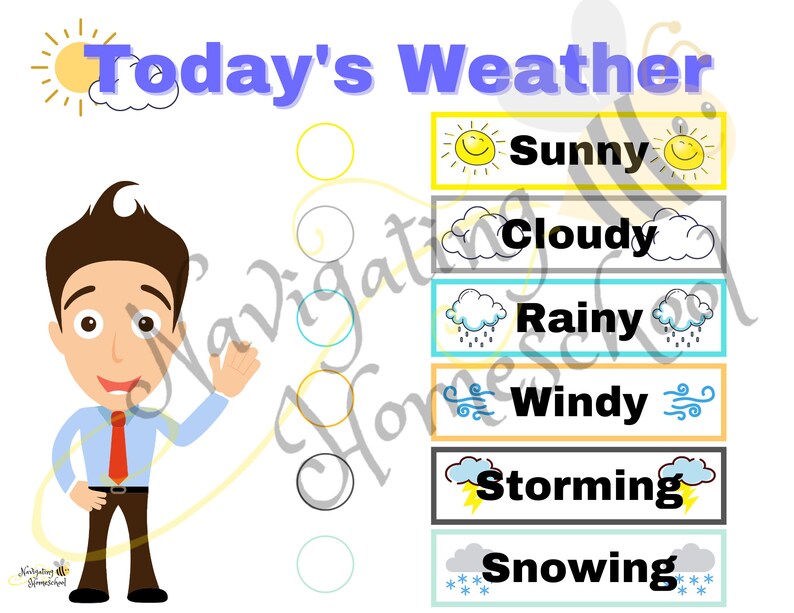Daily Kids Calendar, Weather, and Days of the Week Printable - Morning ...