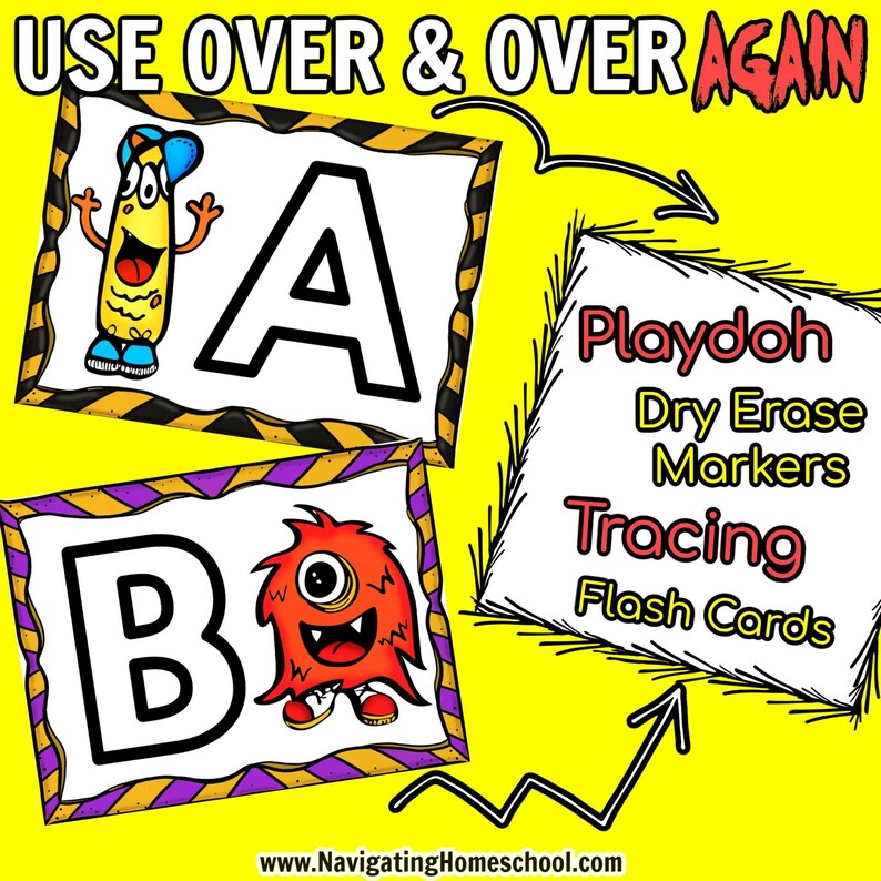 Monster Alphabet Printable Activities - Alphabet Play Dough Mats ...