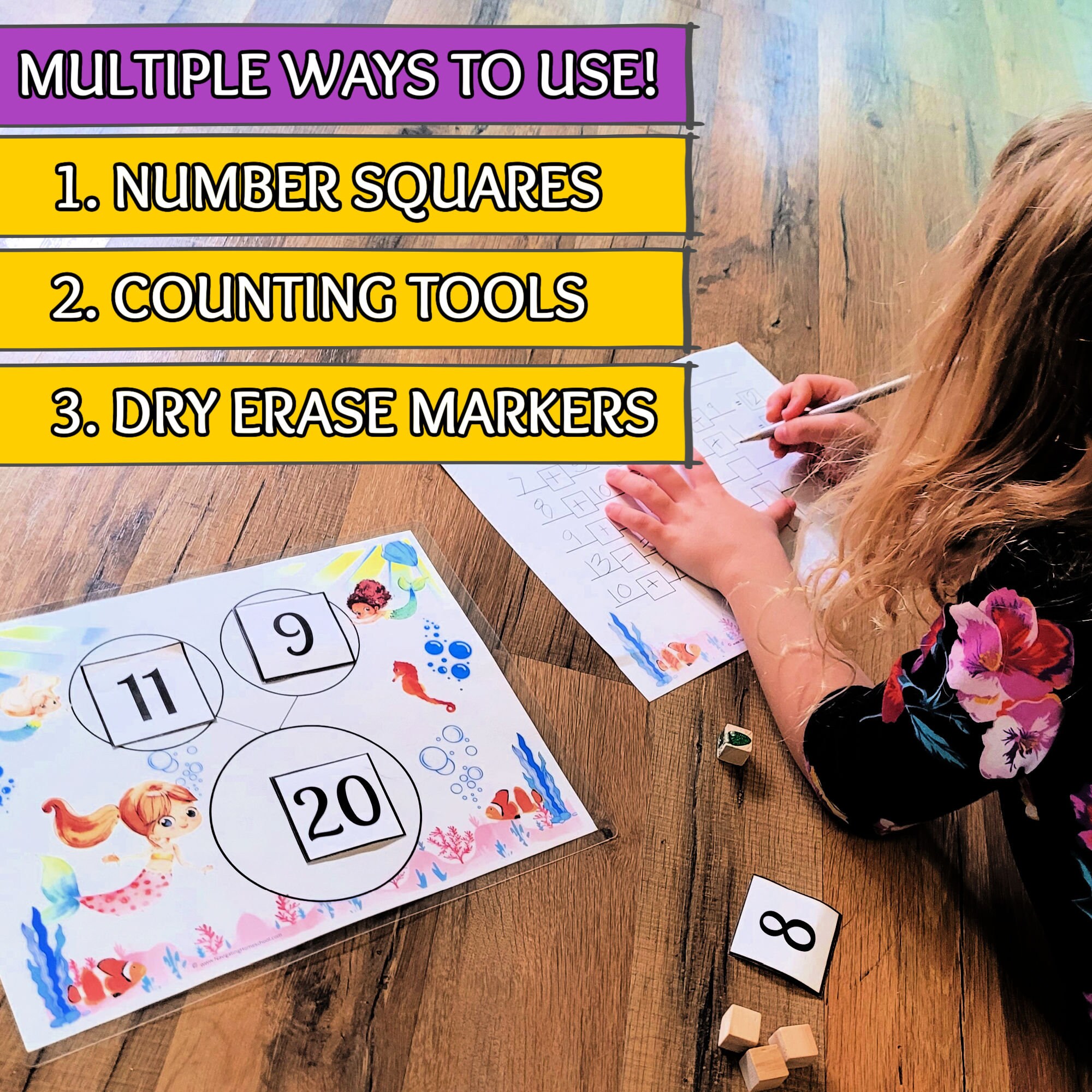 Number Bonds Template With Worksheets for Kids - Mermaid Theme - Etsy