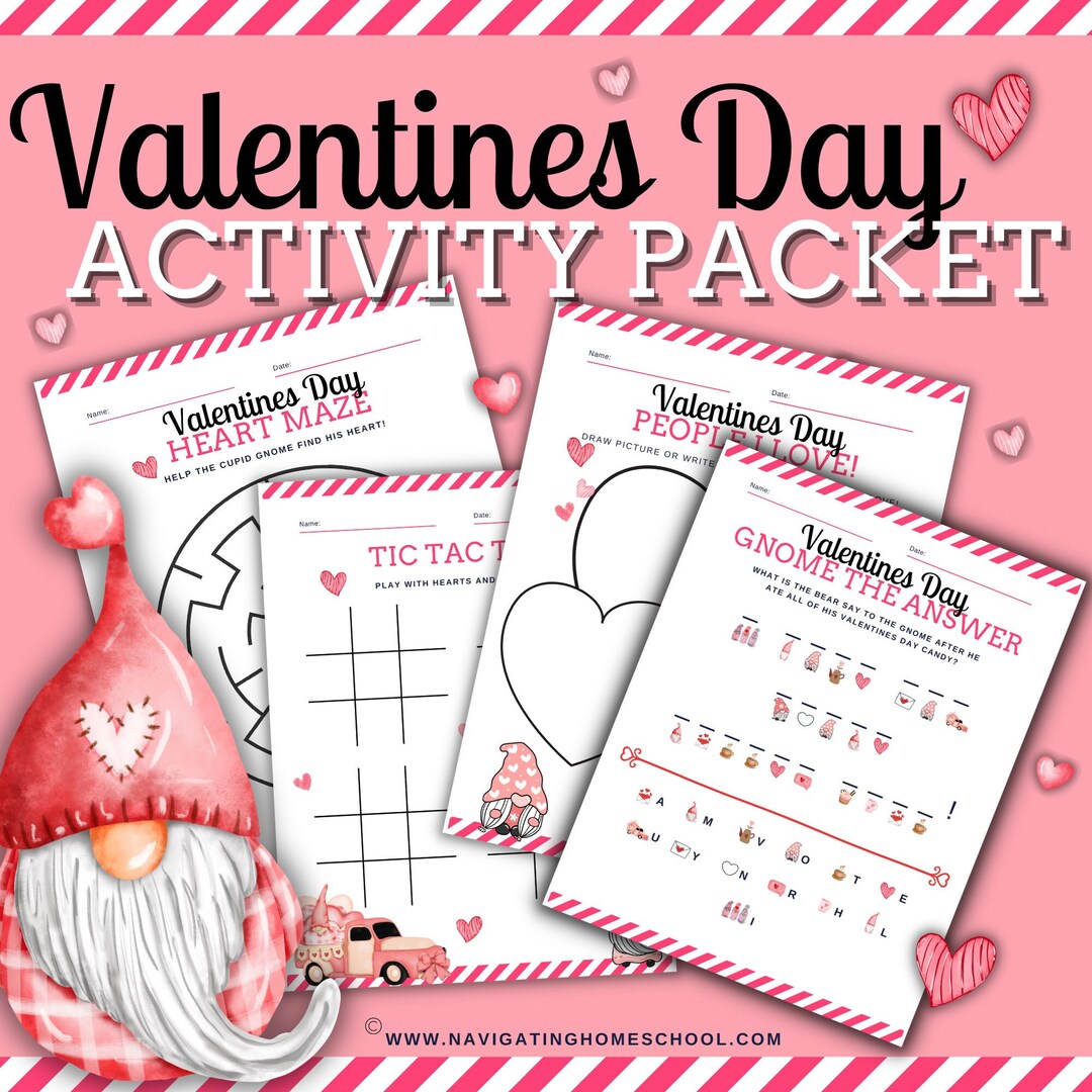 Valentine's Day Activity Sheets Packet - Gnome Themed - Etsy