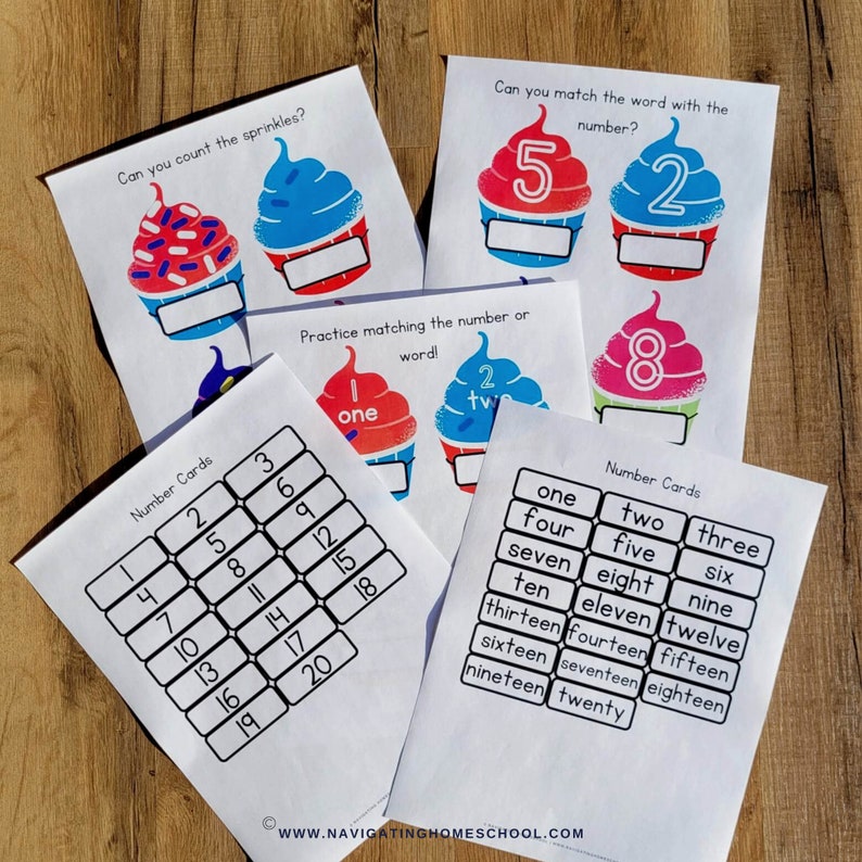 Number Matching, Counting Numbers for Busy Binder, Number Skills for ...