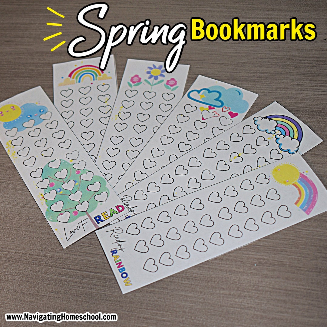 Reading Log Bookmarks Printable for Kids - Rainbow/spring Themed - Etsy