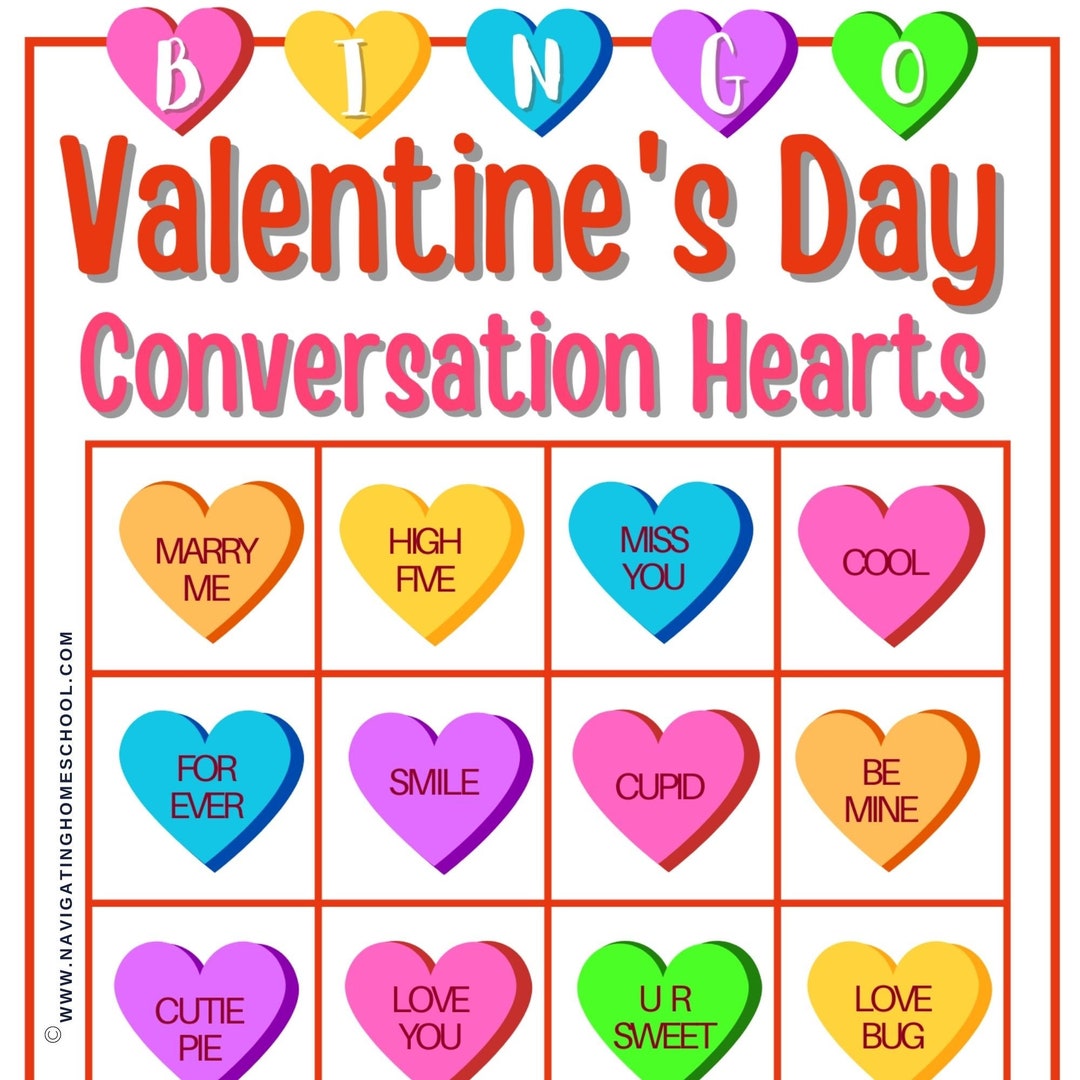 Valentine's Day Bingo With Conversation Hearts for Kids, Valentines ...