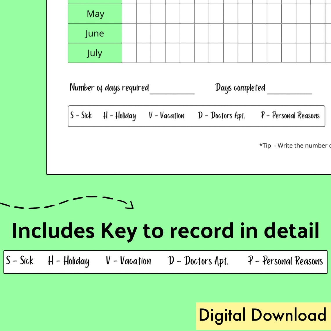 Individual Student Homeschool Attendance Record - Tracker - Sheet - Log ...