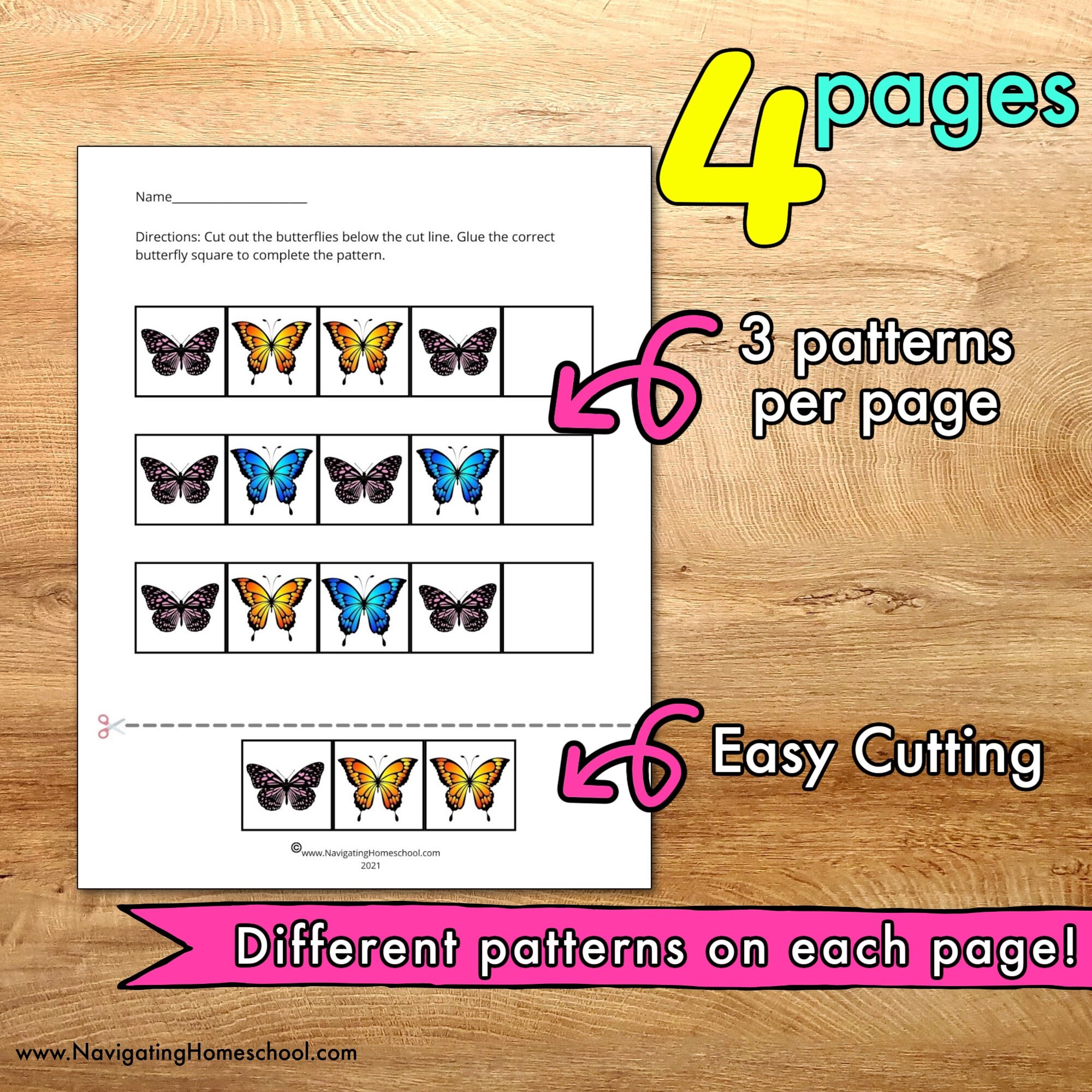 Pattern Worksheets - Butterfly Themed - Math Skills - Preschool ...