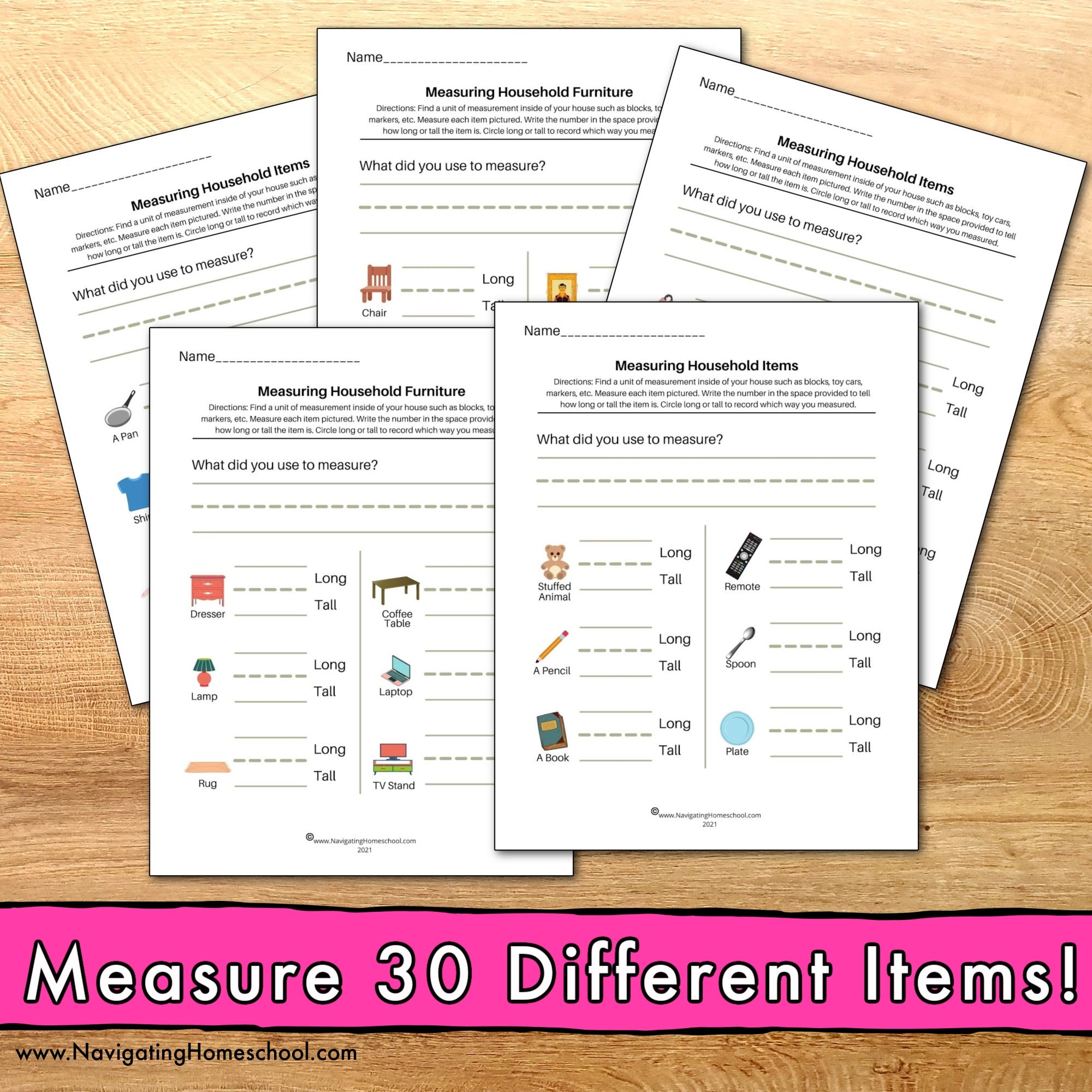 Measurement Worksheets for Measuring REAL Items - Preschool ...