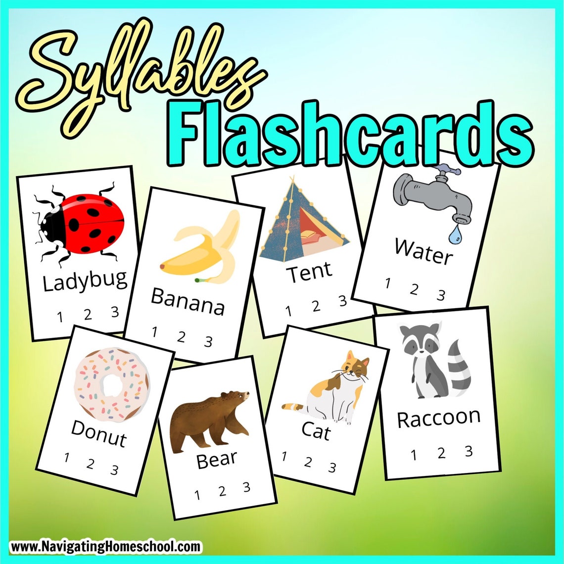 Syllables Flashcard - Counting Syllables - Vocabulary Cards - Preschool ...
