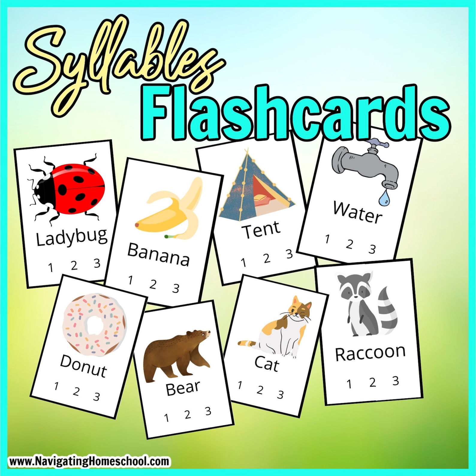 Syllables Flashcard - Counting Syllables - Vocabulary Cards - Preschool ...