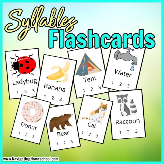 Syllables Flashcard Counting Syllables Vocabulary Cards | Etsy