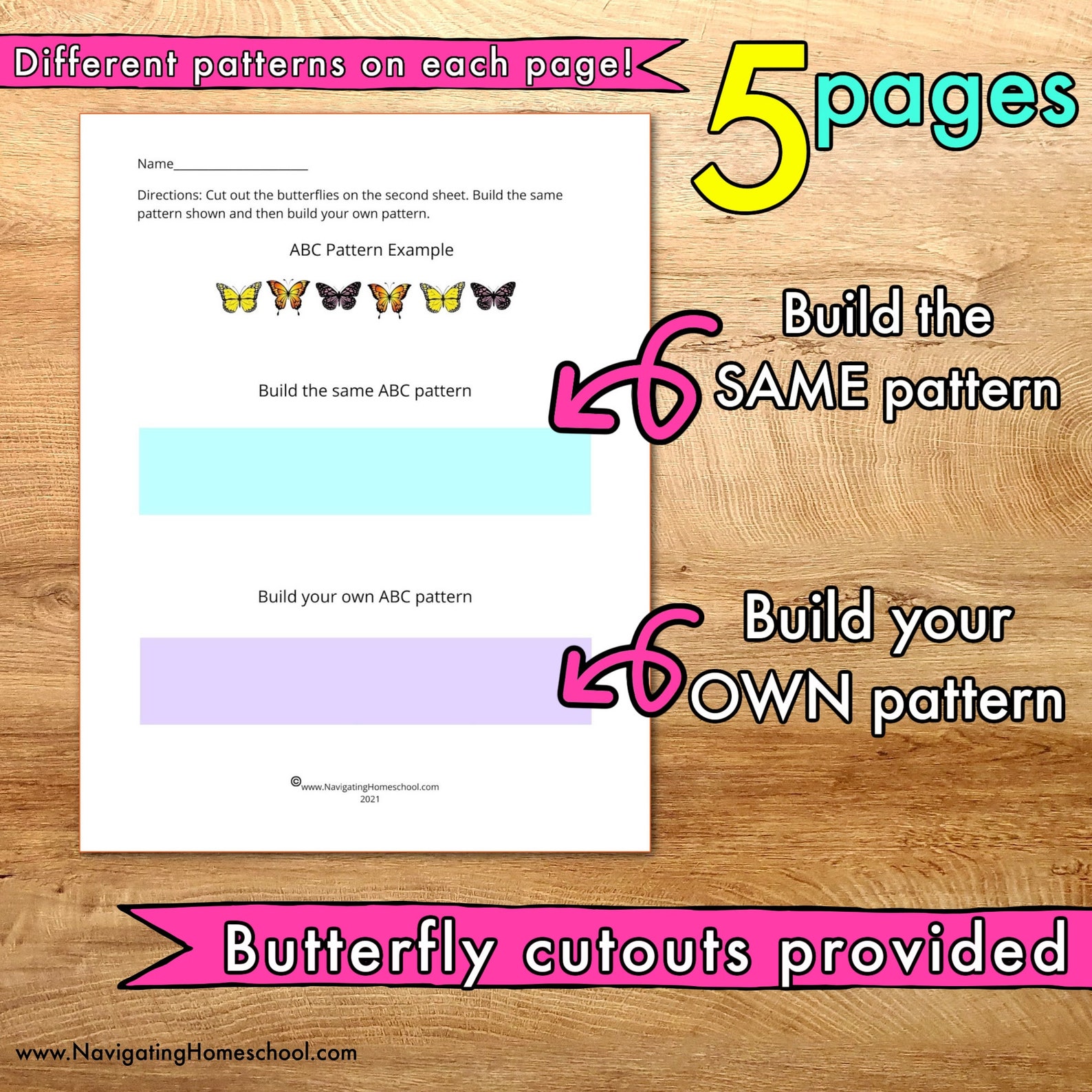 Pattern Worksheets - Butterfly Themed - Math Skills - Preschool ...