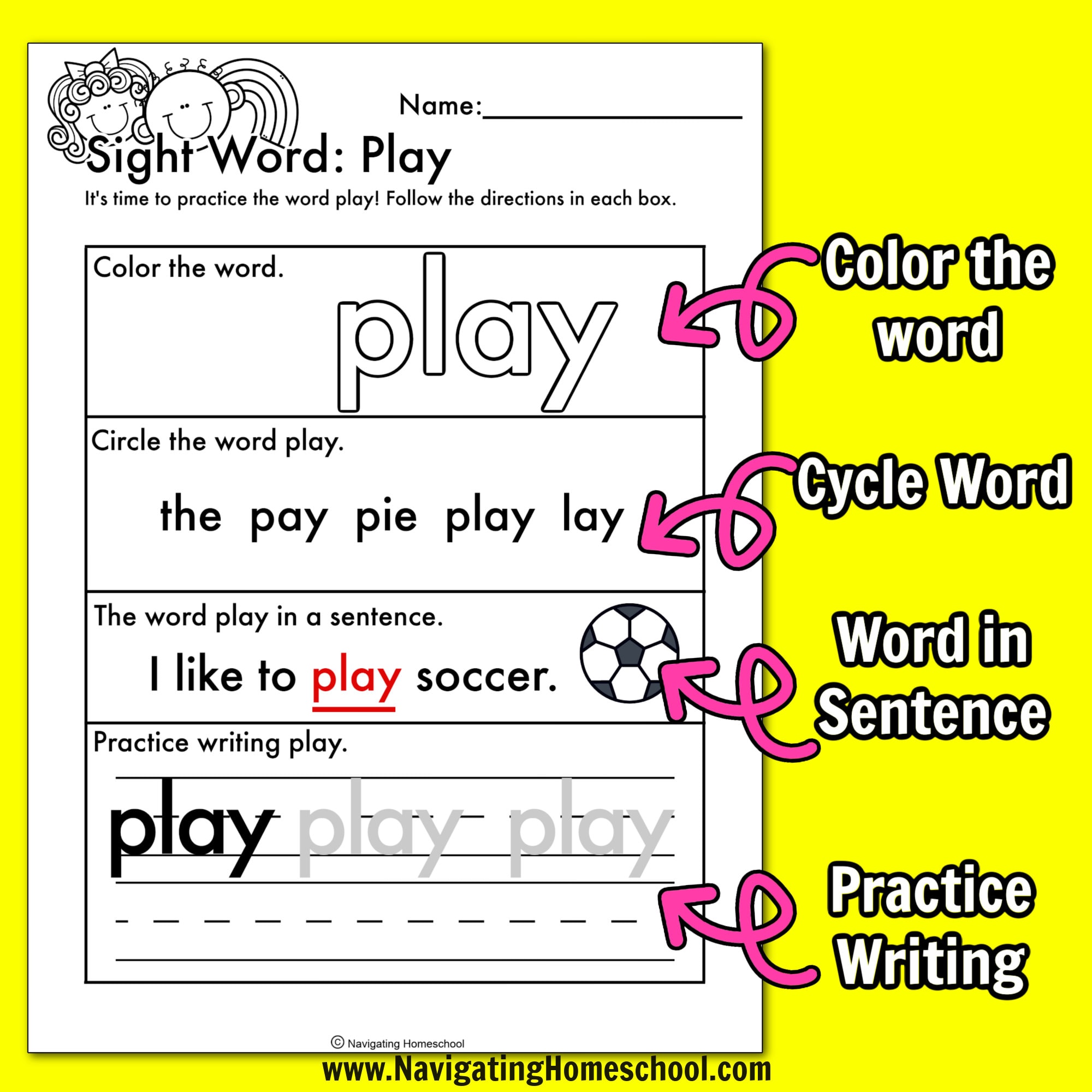 37 Sight Word Worksheets for Preschool and Kindergarten - Etsy