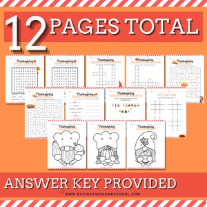 Thanksgiving Activity Packet Printable, Word Search, Crossword Puzzle ...