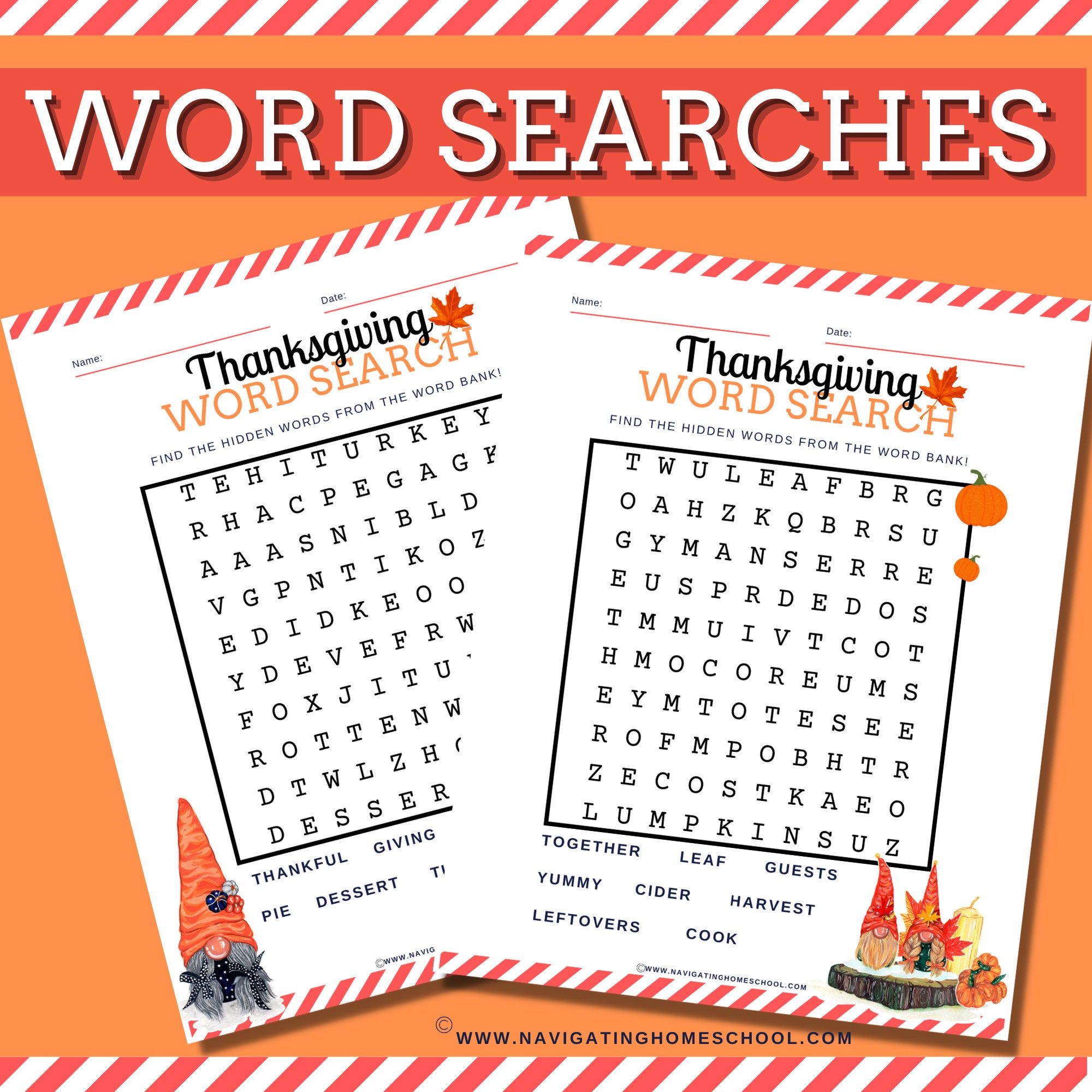 Thanksgiving Activity Packet Printable, Word Search, Crossword Puzzle ...