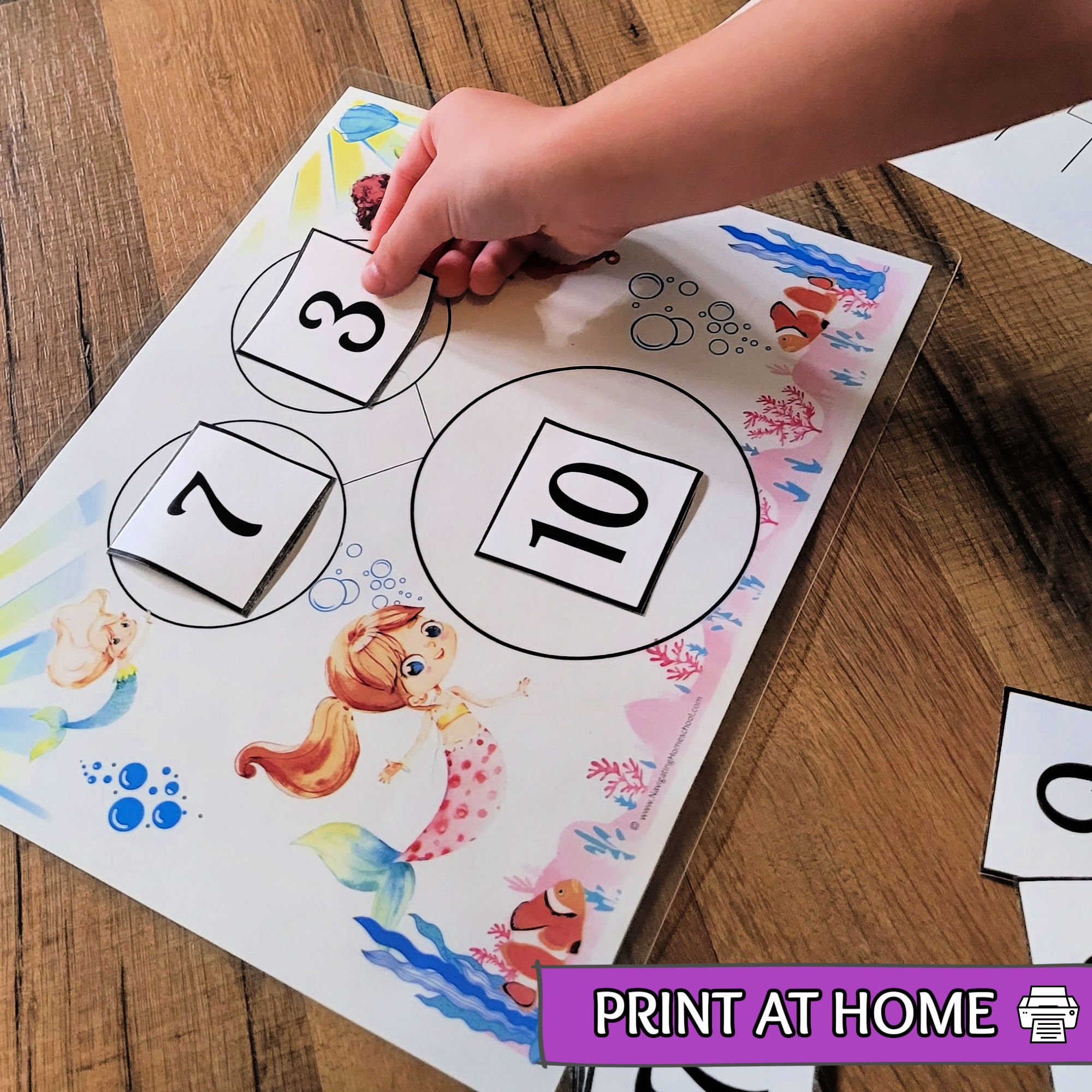 Number Bonds Template With Worksheets for Kids - Mermaid Theme - Etsy