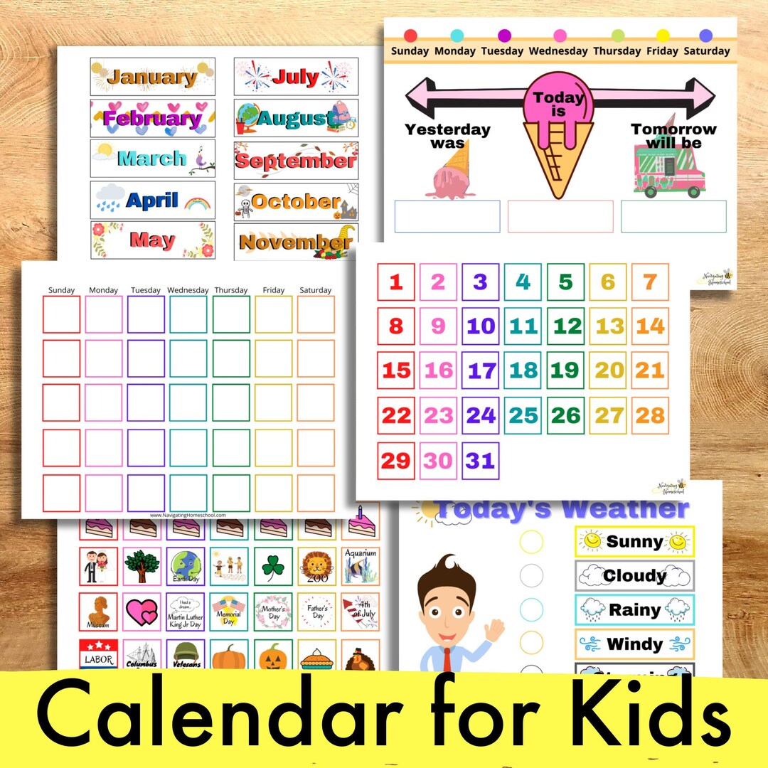 Daily Kids Calendar, Weather, and Days of the Week Printable - Morning ...