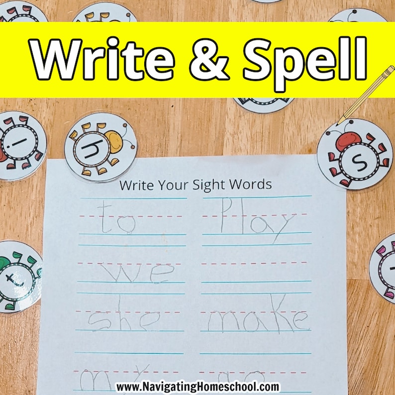 Sight Word Practice Printables Games Spelling Flash | Etsy