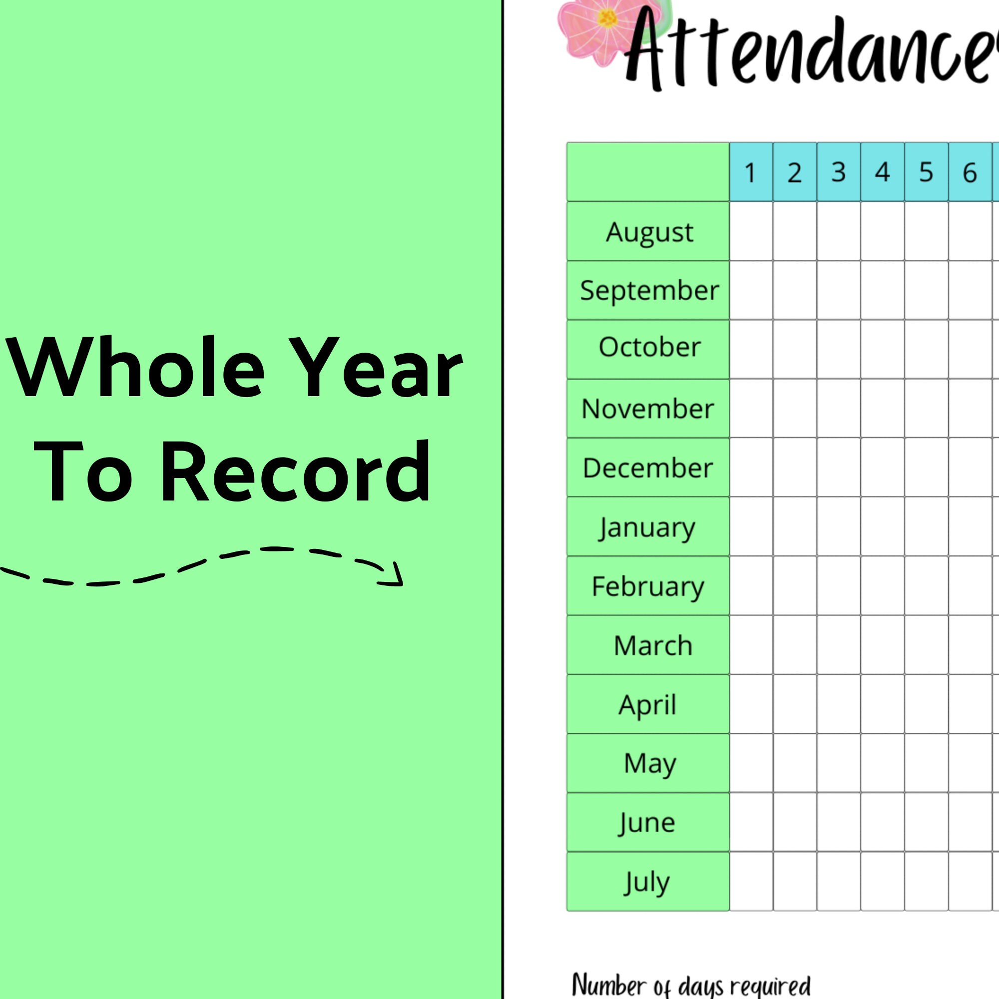 Individual Student Homeschool Attendance Record - Tracker - Sheet - Log ...