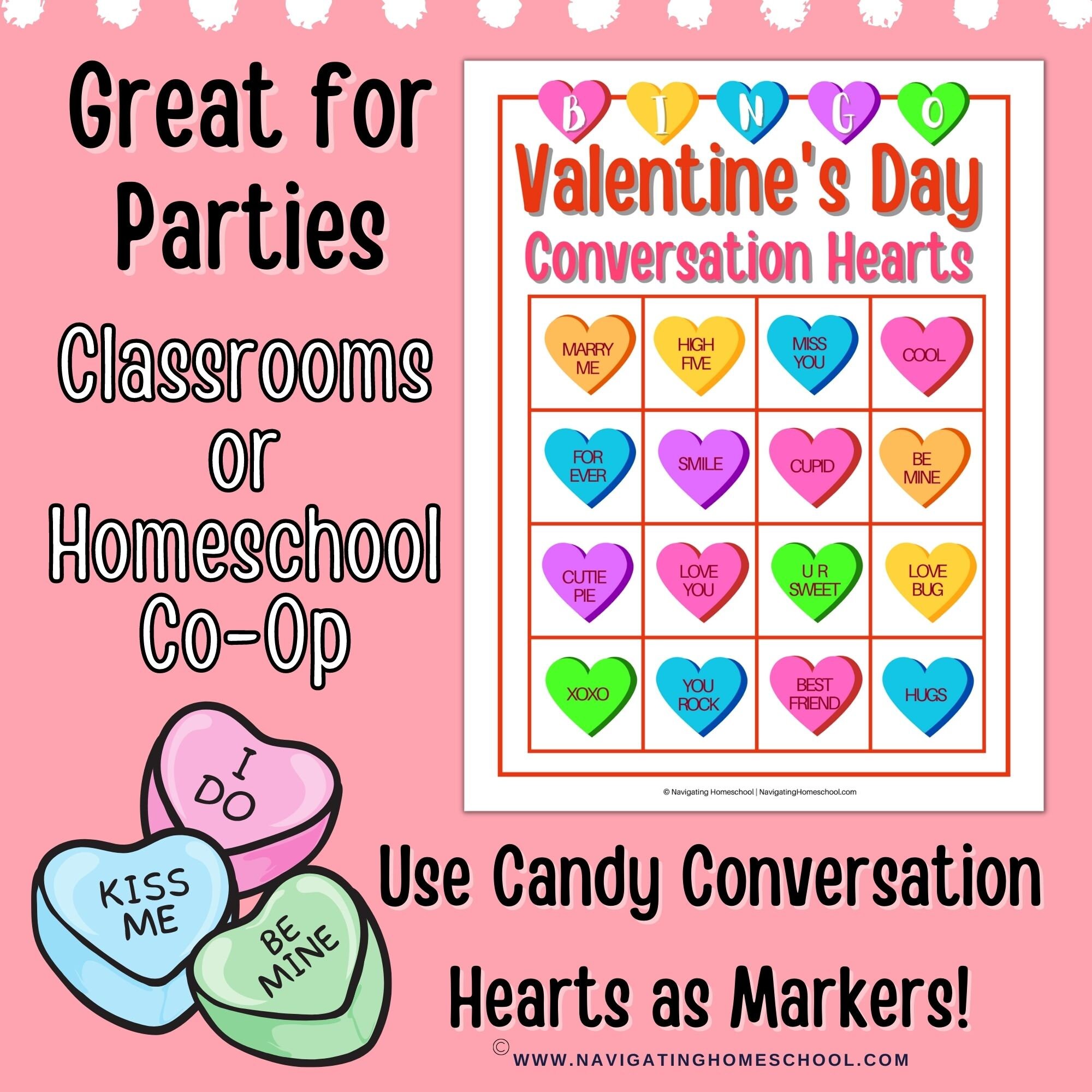 Valentine's Day Bingo With Conversation Hearts for Kids, Valentines ...