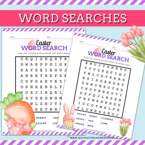 Easter Activity Sheets Packet, Word Searches, Cross Word, Coloring ...
