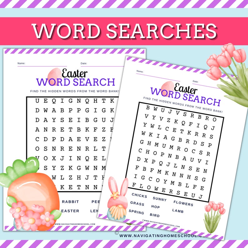 Easter Activity Sheets Packet, Word Searches, Cross Word, Coloring ...