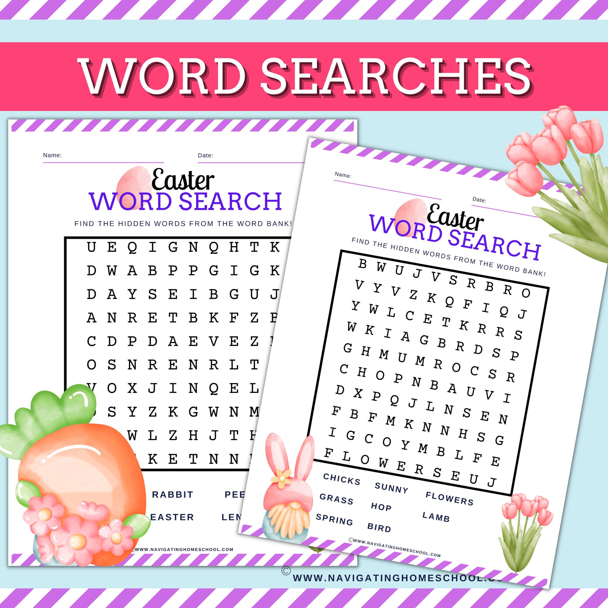 Easter Activity Sheets Packet, Word Searches, Cross Word, Coloring ...