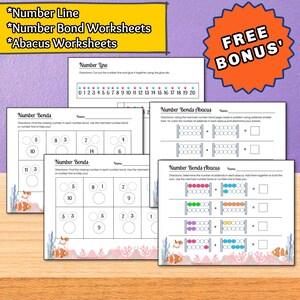 Number Bonds Template With Worksheets for Kids - Mermaid Theme - Etsy