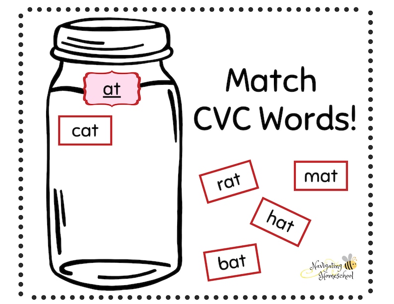 CVC Word Printable, Word Families, Busy Binder, Preschool, Kindergarten ...