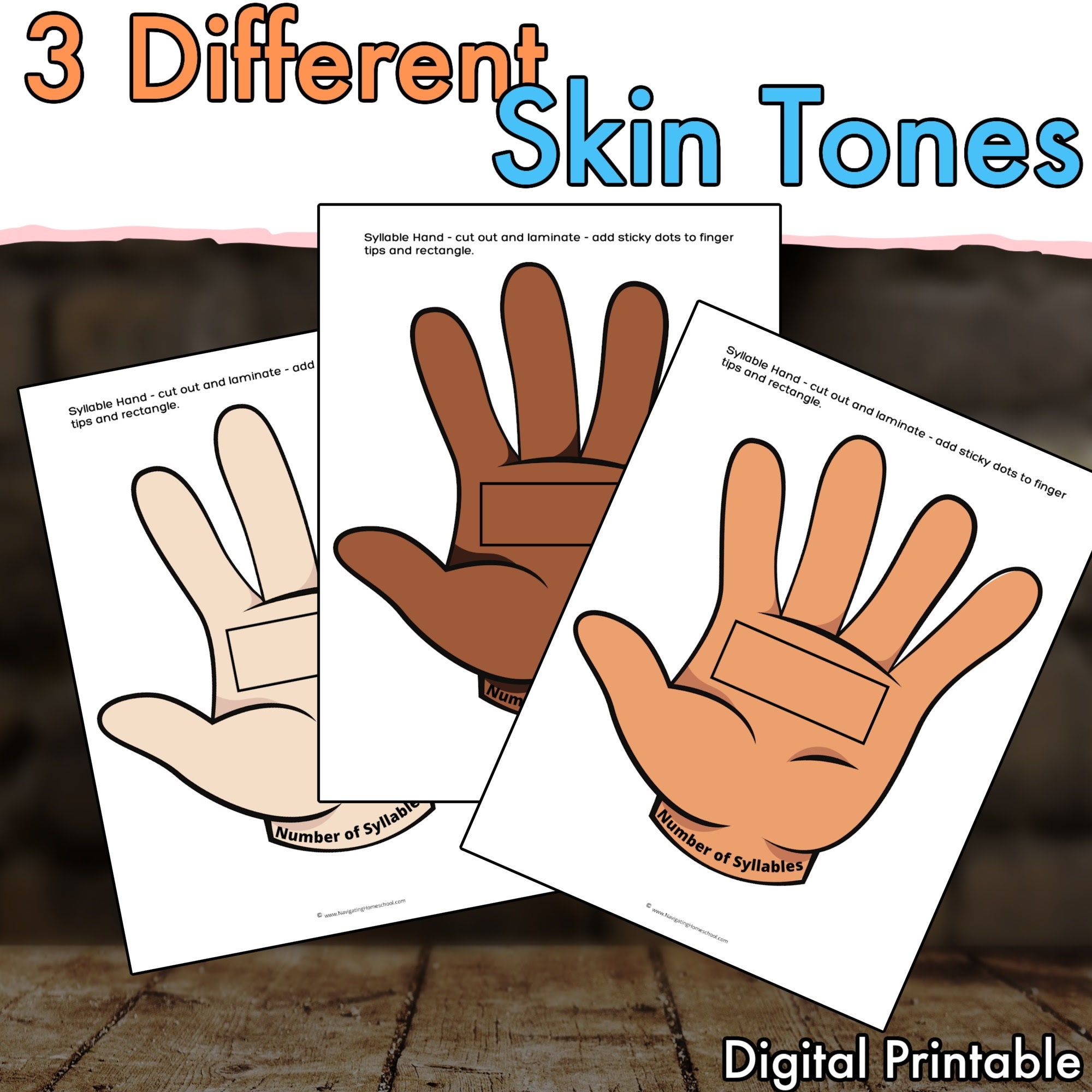 Syllables Flashcard Hands - Counting Syllables - Beginning Reading - Etsy