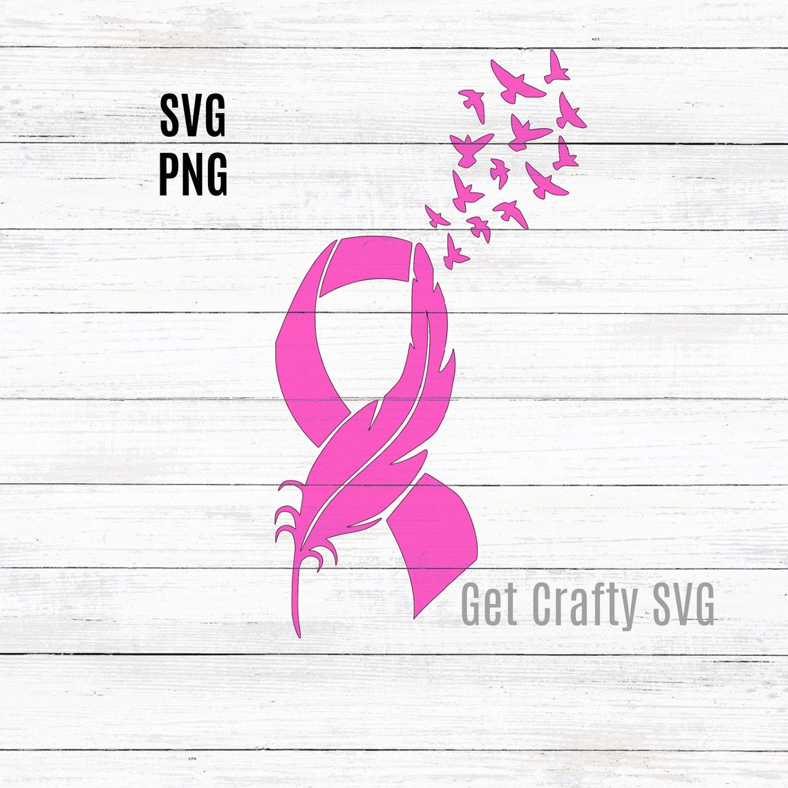 Feather Pink Ribbon SVG Breast Cancer SVG Feather and Birds | Etsy