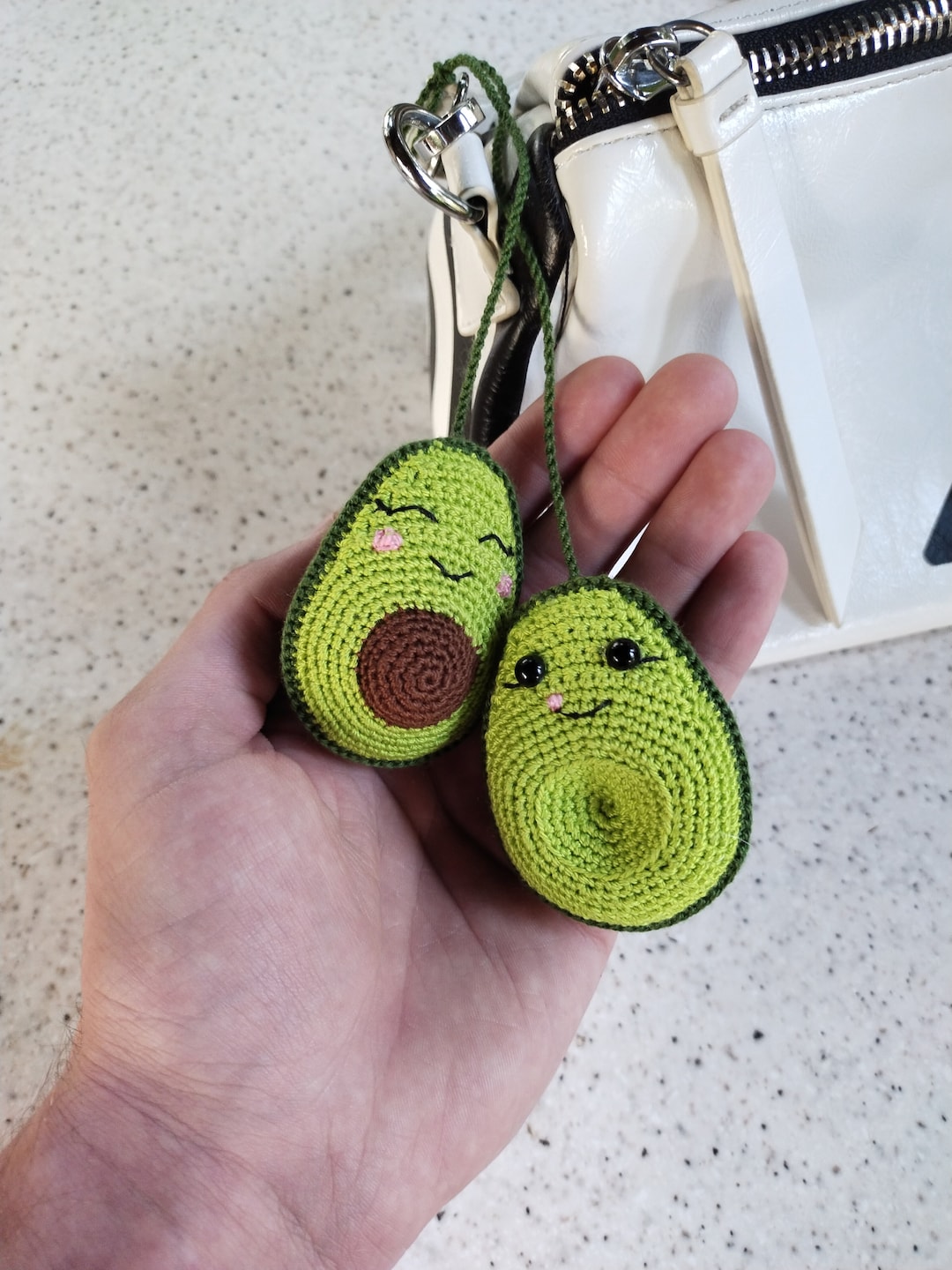 Happy Smiling Avocado Crochet Keychain - Etsy