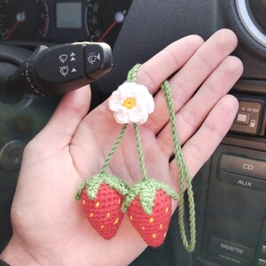 Crochet Strawberry Cute Car Decor - Etsy