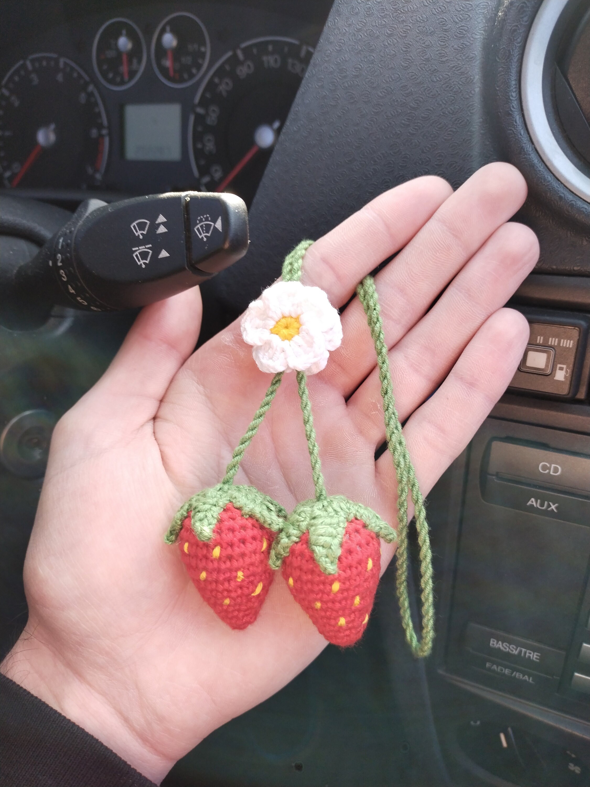 Crochet Strawberry Cute Car Decor - Etsy