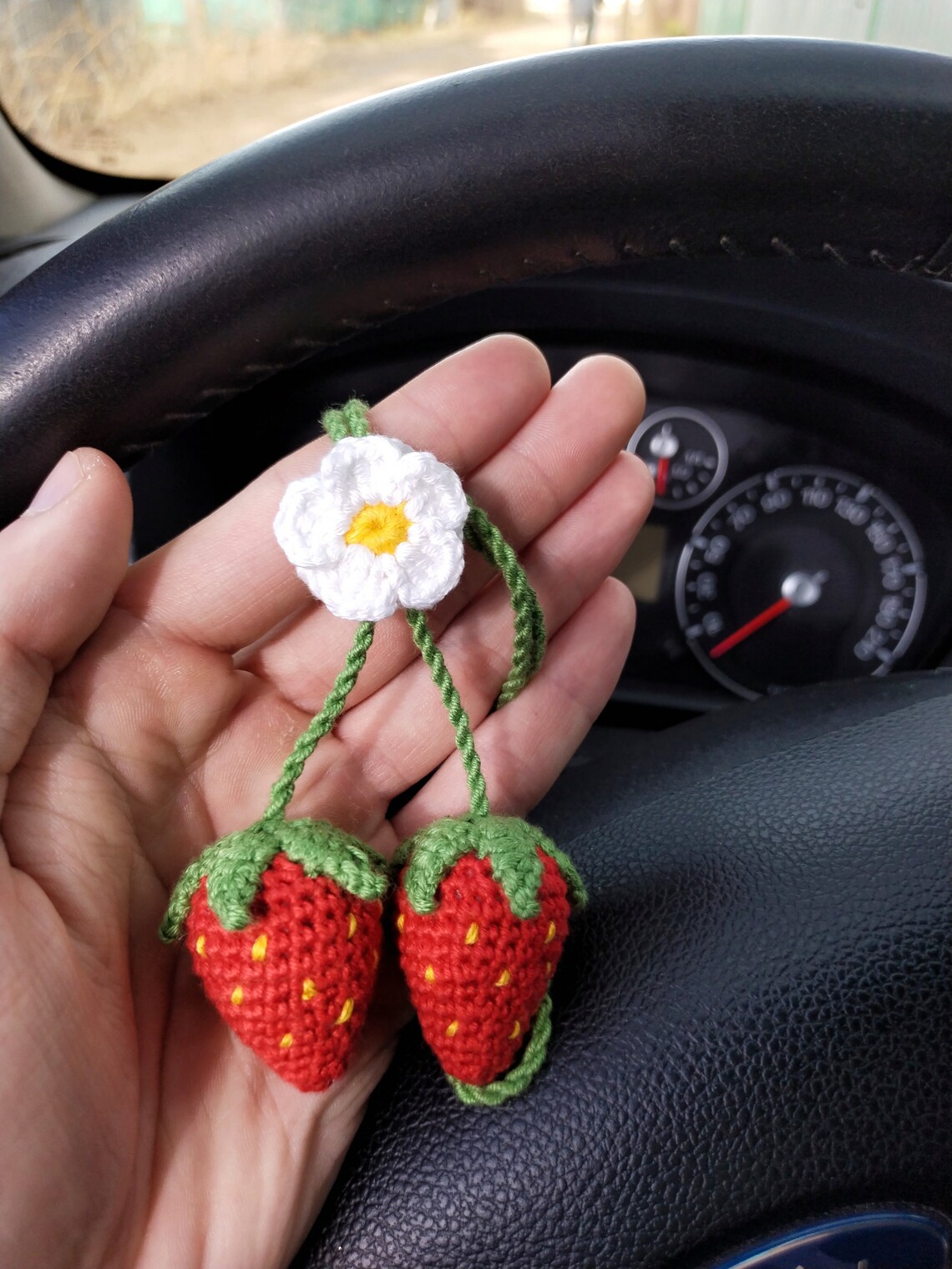 Crochet Strawberry Cute Car Decor - Etsy