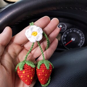 Crochet Strawberry Cute Car Decor - Etsy
