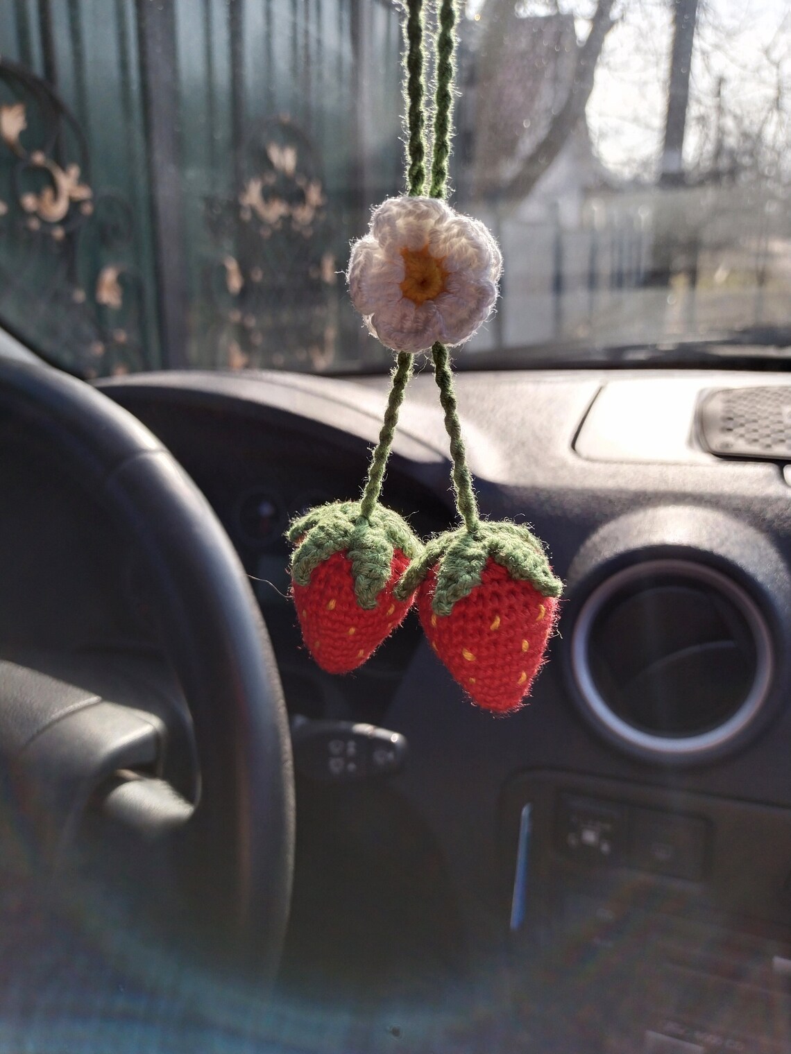 Crochet Strawberry Cute Car Decor - Etsy